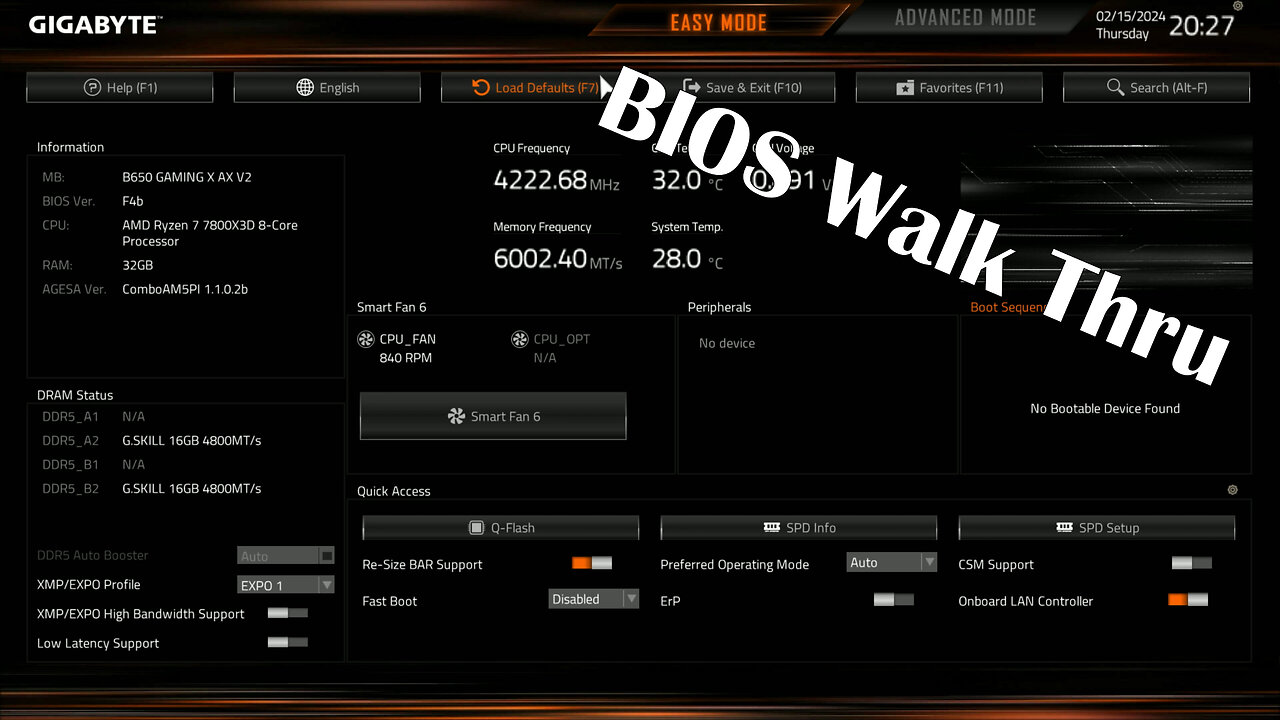 Gigabyte B650 Gaming X AX V2 BIOS Walk Thru