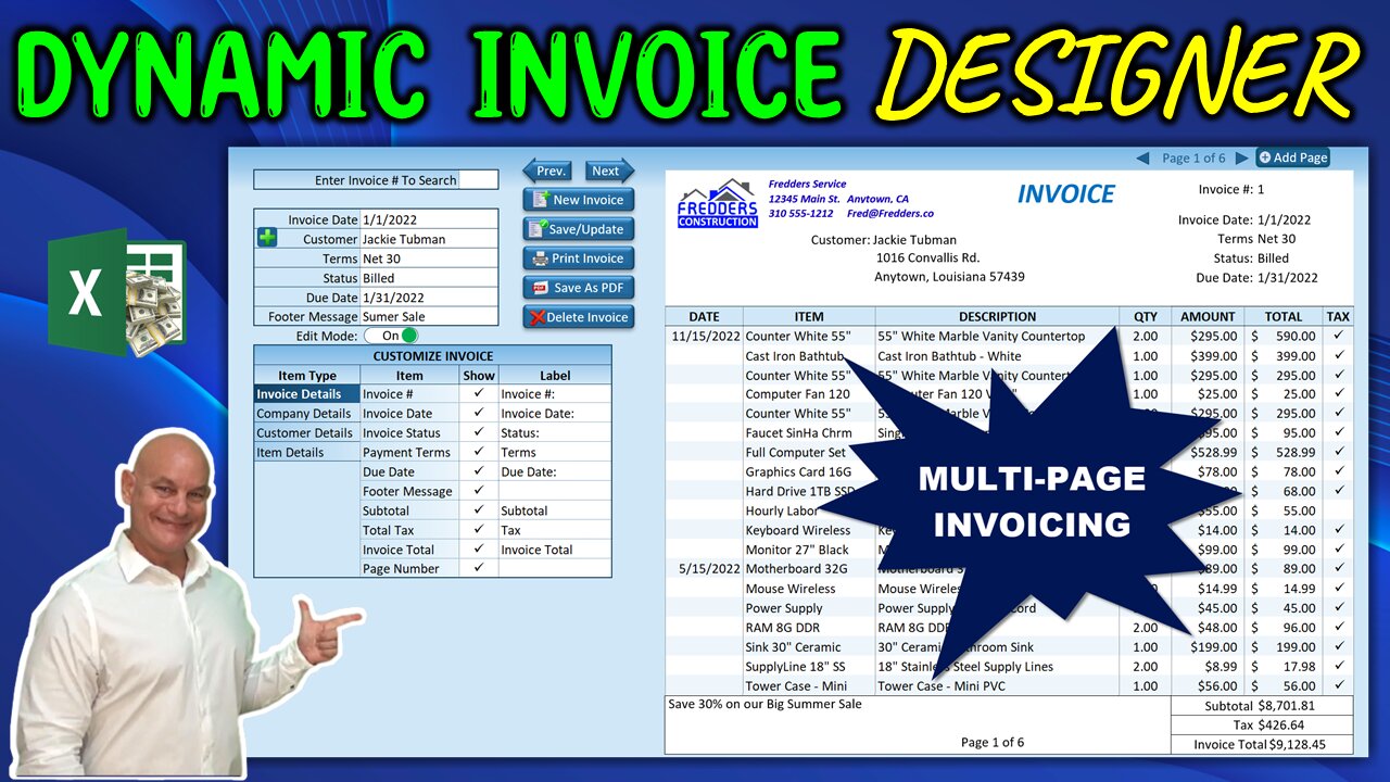 How To Create A Fully Customizable, Multi-Page Invoice, In Excel ...