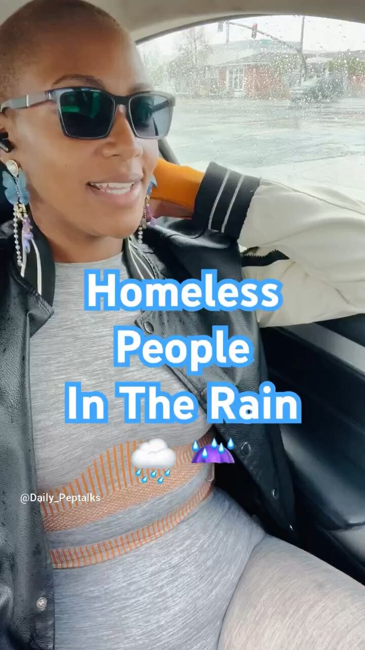 Homeless people in the rain