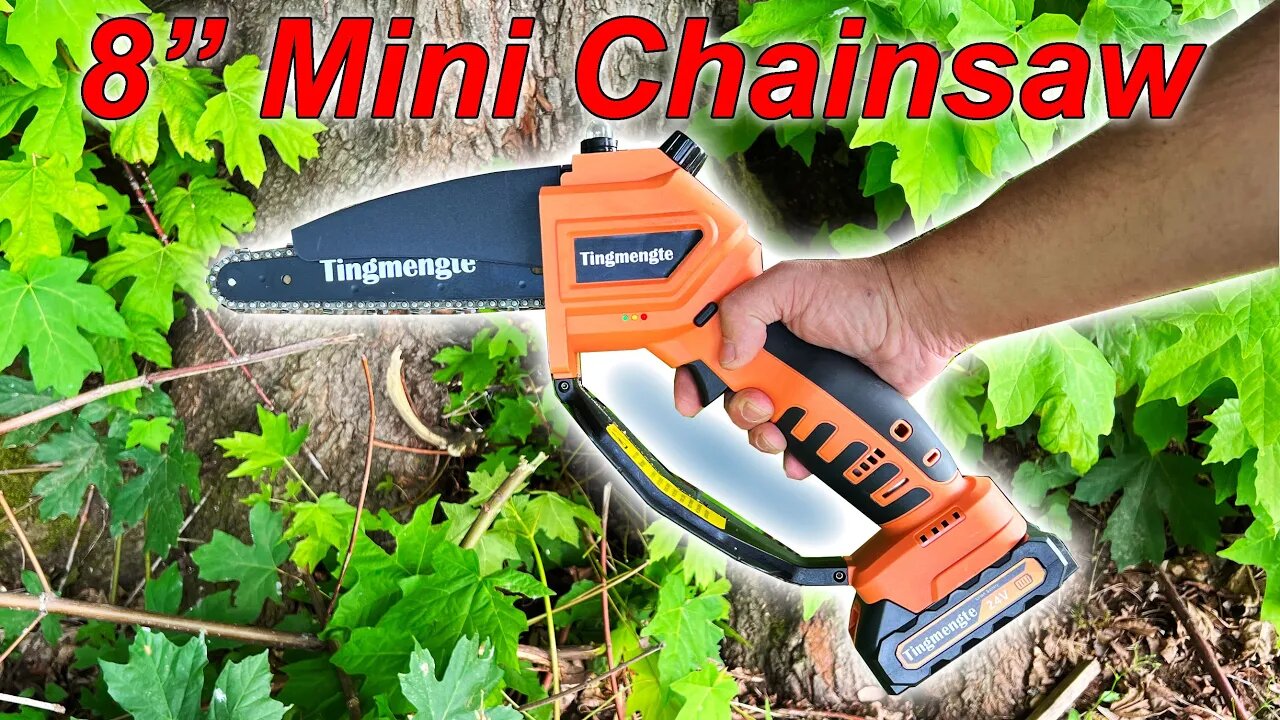 Tingmengte Mini Chainsaw 8 Inch, Cordless Mini Chainsaw Battery Powered ...