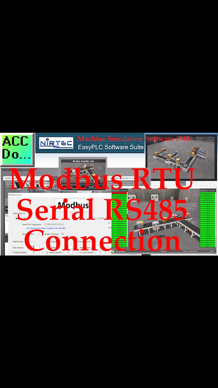 Machine Simulation Software (MS) Modbus RTU Serial RS485 Connection