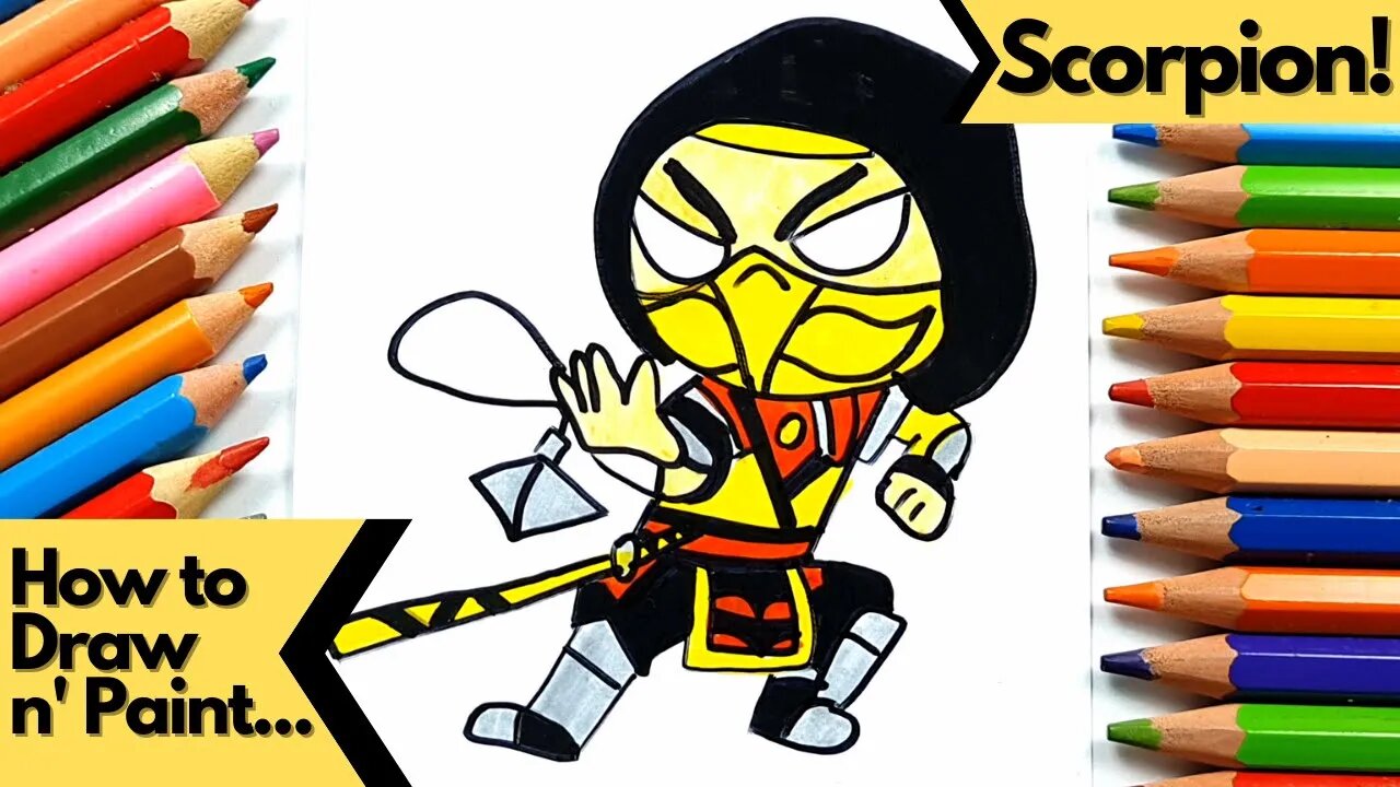 How to Draw and Paint Chibi Scorpion from Mortal Kombat
