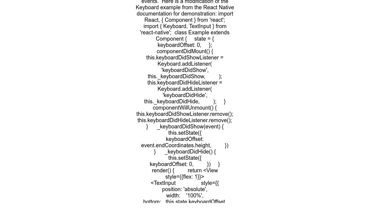 How To Set The Textinput Box Above The Keyboard While Entering The Input Field In React Native