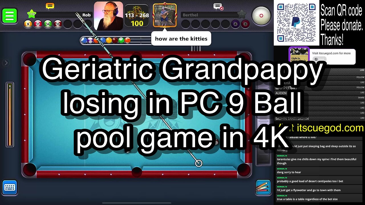 Geriatric Grandpappy losing in PC 9 Ball pool game in 4K 🎱🎱🎱 8 Ball ...