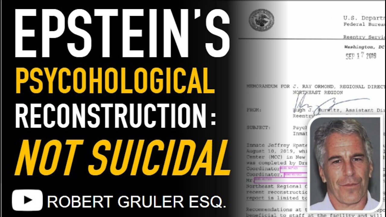 Jeffrey Epstein NOT Suicidal According to Newly Released Psychological ...
