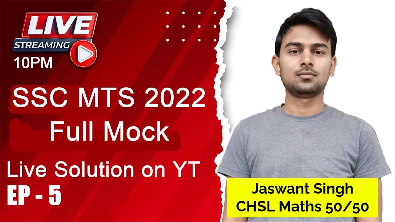 SSC MTS 2022 Live Mock on @BYJUSExamPrepTeaching EP - 5 #sscmts2022 # ...