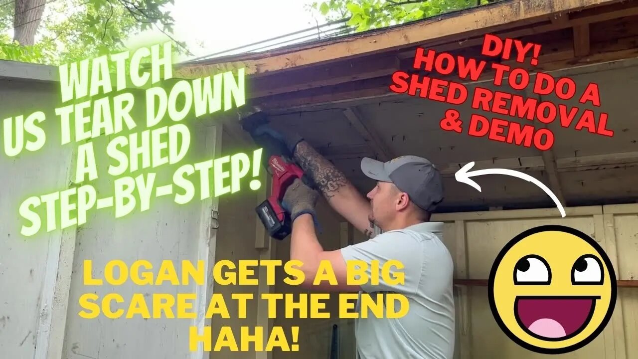 DIY How to demo & remove a shed Step by Step PLUS Logan gets a scare at ...