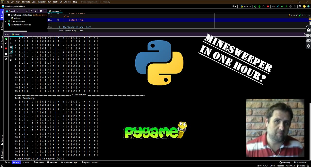 Minesweeper Text Based Python 1 Hour Projects Programming Beginners