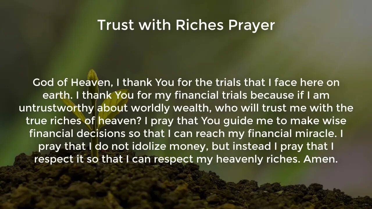 Trust with Riches Prayer (Miracle Prayer for Financial Help from God)
