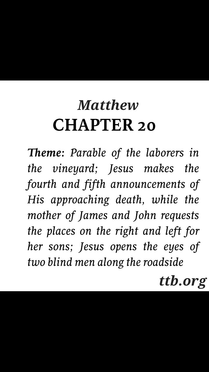 Matthew Chapter 20 (Bible Study)