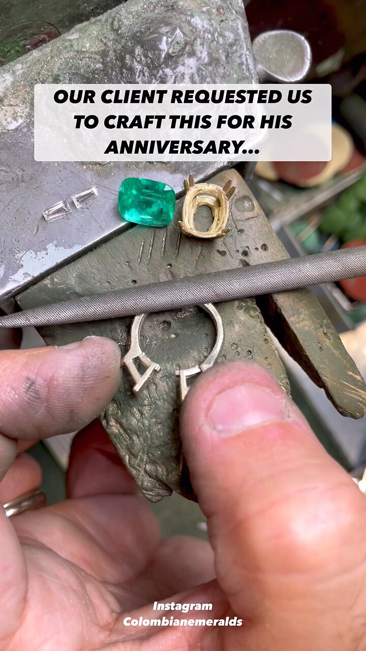 how we hand made three stone cushion emerald & baguette diamond ...