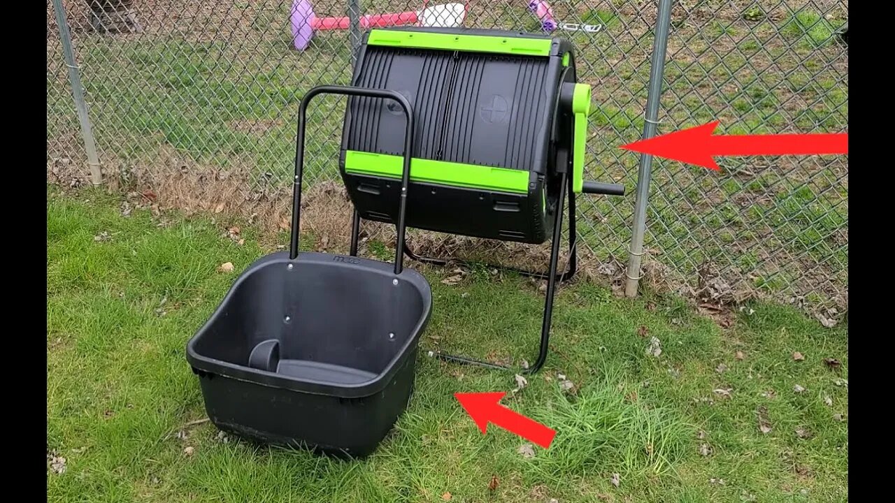 MAZE 48 Gal 2 Compartment Tumbler and Maze Compost Cart Set