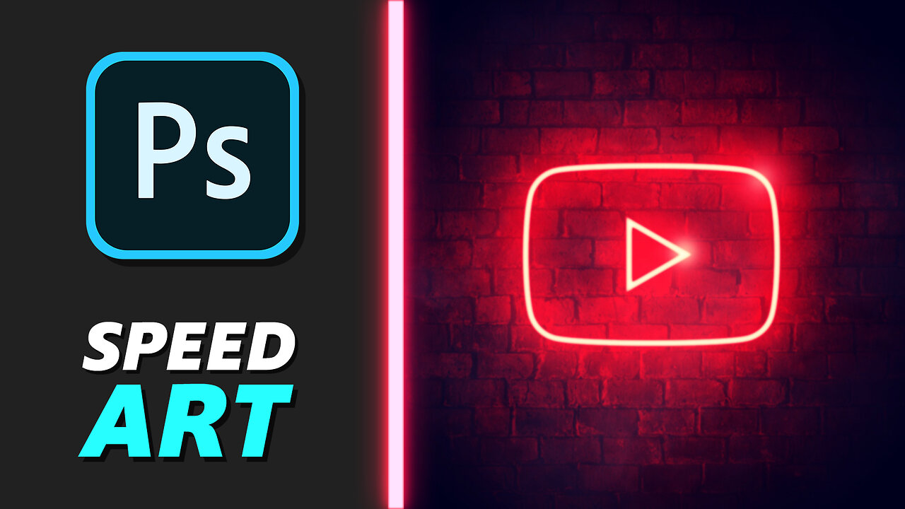 Youtube Logo in Synthwave Neon style | Speed Art (Photoshop) | Retro ...