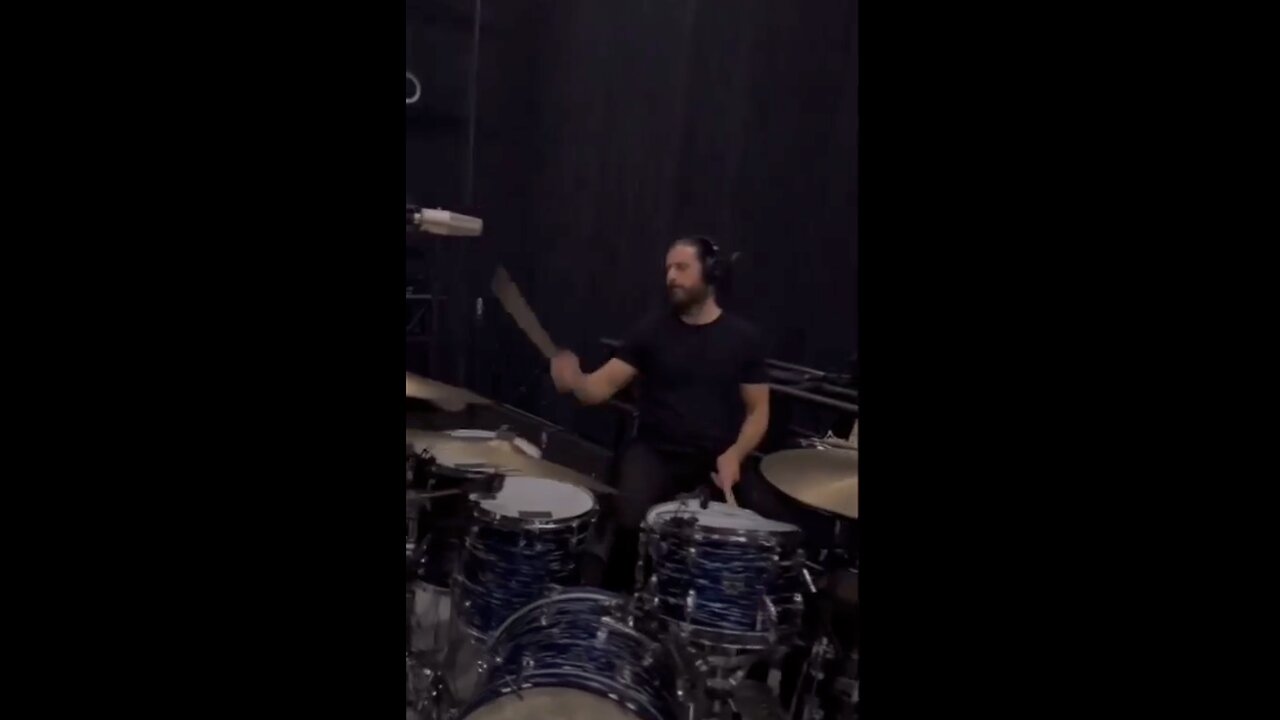 Jonathan Roumie aka Jesus from the Chosen plays drums at a rehearsal of ...