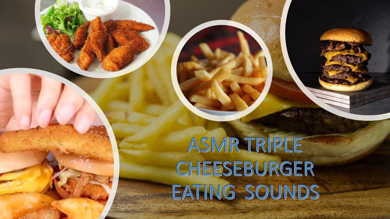 🍔🍟🧀 ASMR feast: Triple cheeseburger, wedge fries, chicken nuggets, and ...