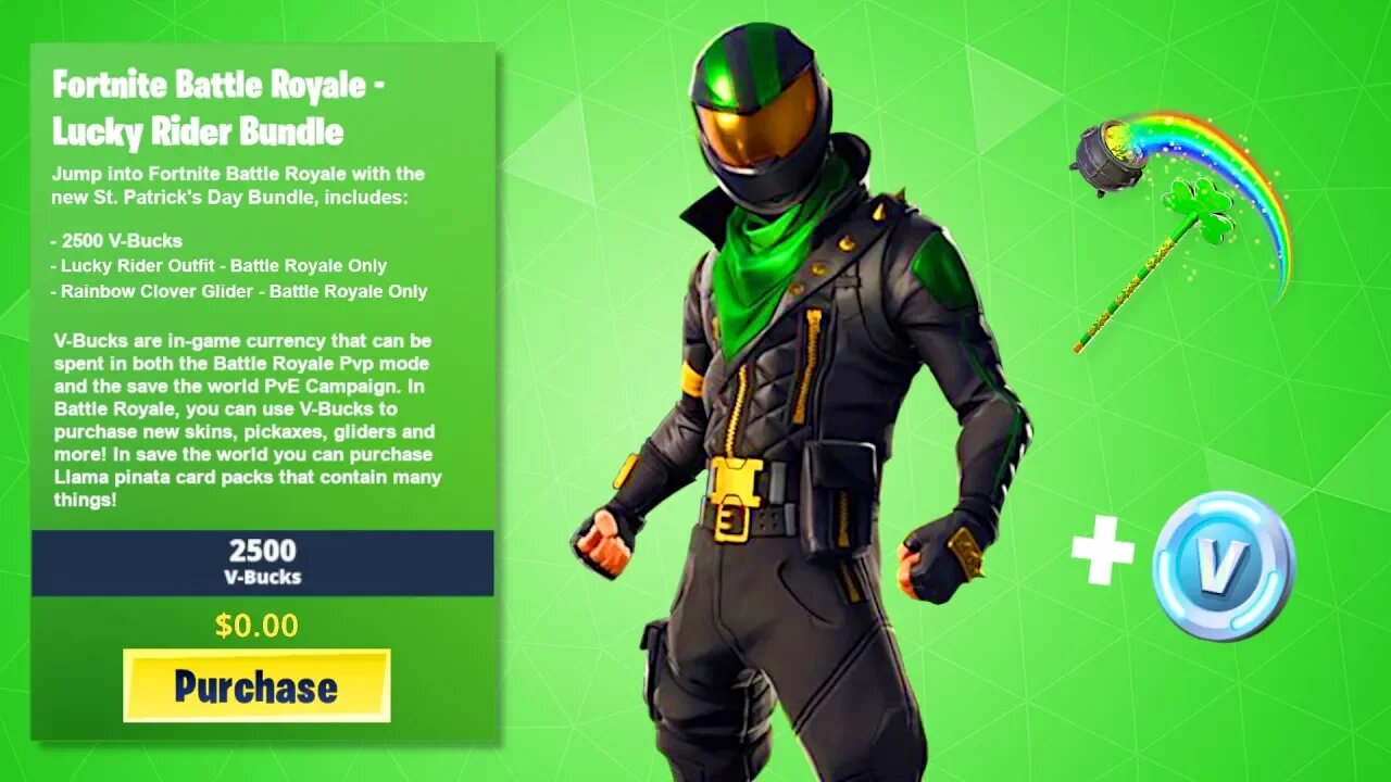 New "LUCKY RIDER" Skin Bundle in Fortnite! NEW 2019 ST PATRICKS DAY ...