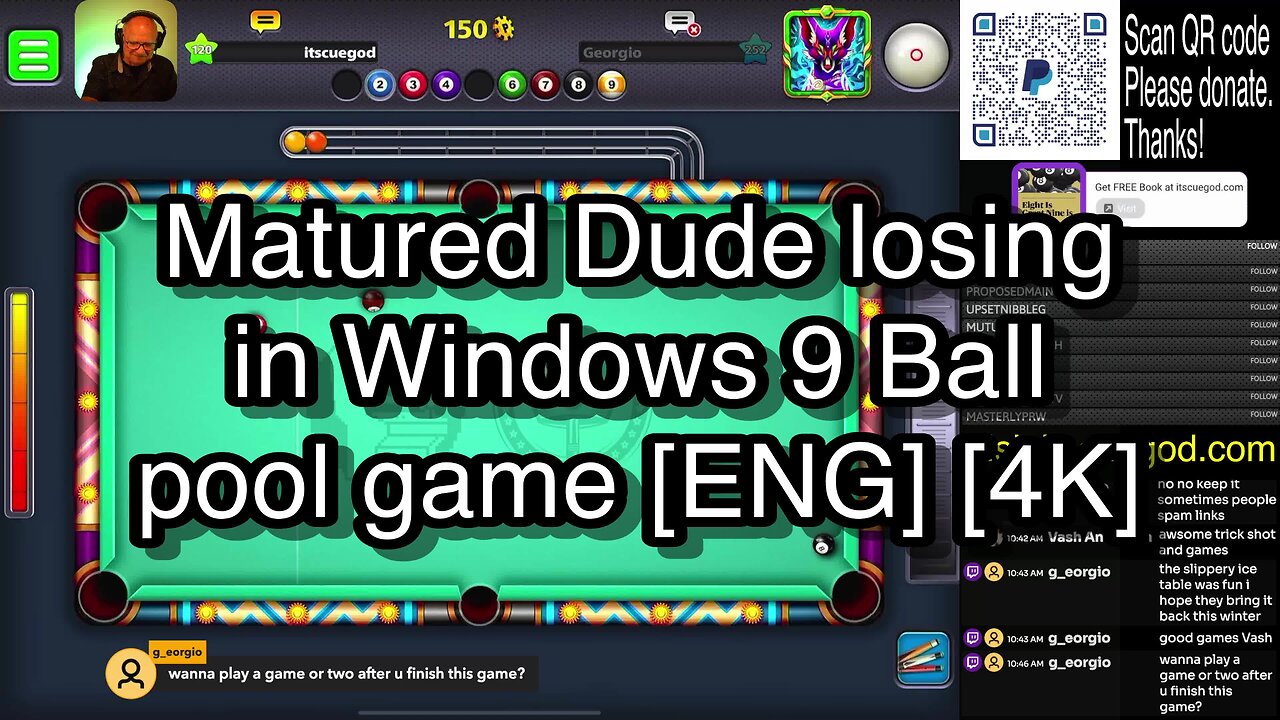 Matured Dude losing in Windows 9 Ball pool game [ENG] [4K] 🎱🎱🎱 8 Ball ...