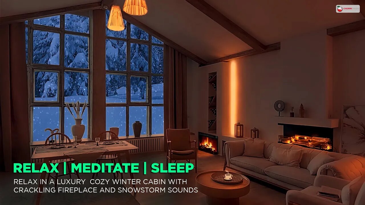 Relax In A Luxury Cozy Winter Cabin With Crackling Fireplace And ...