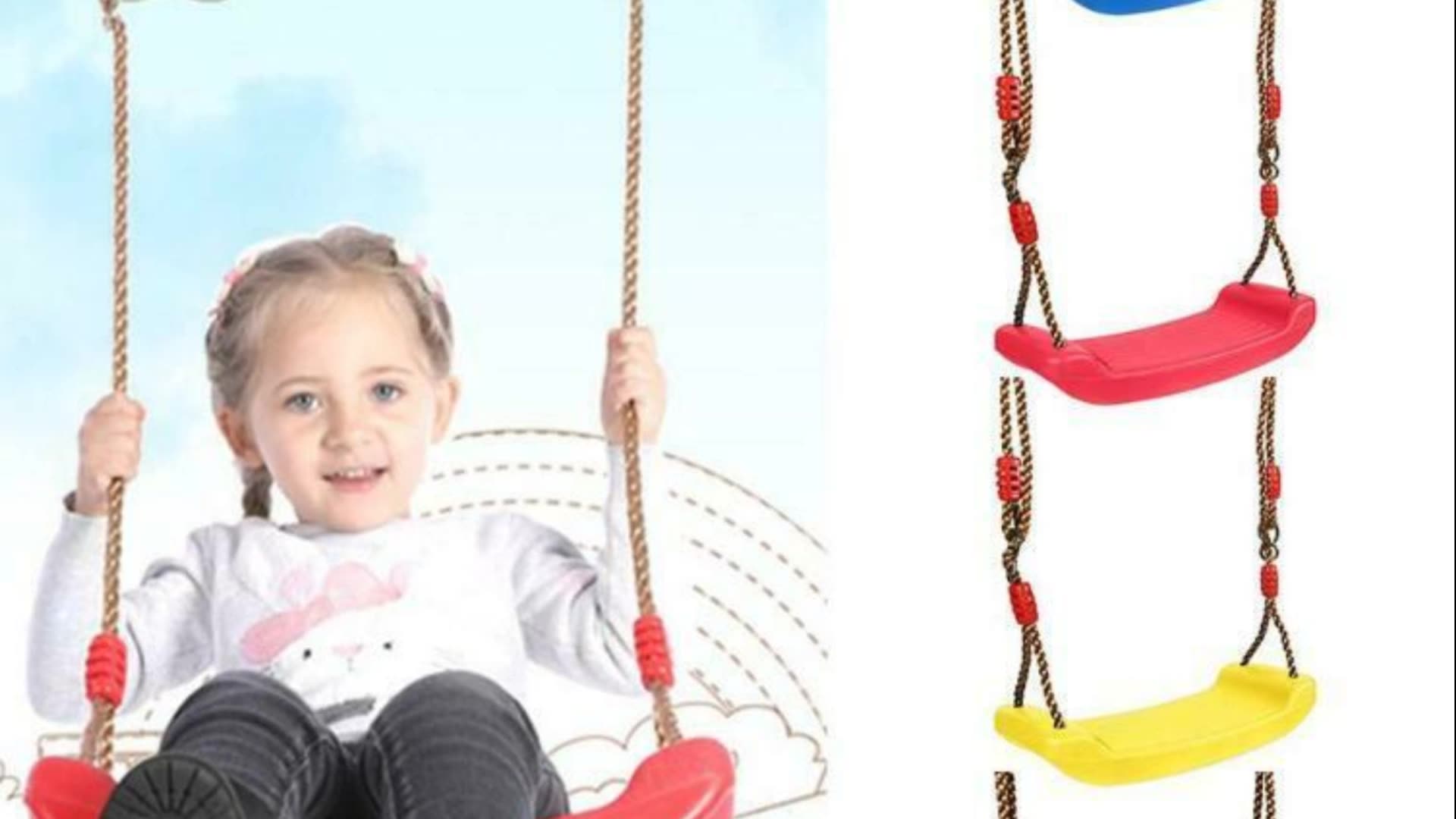 Rainbow Plastic Garden Swing Kids Hanging Seat Toys With Height ...