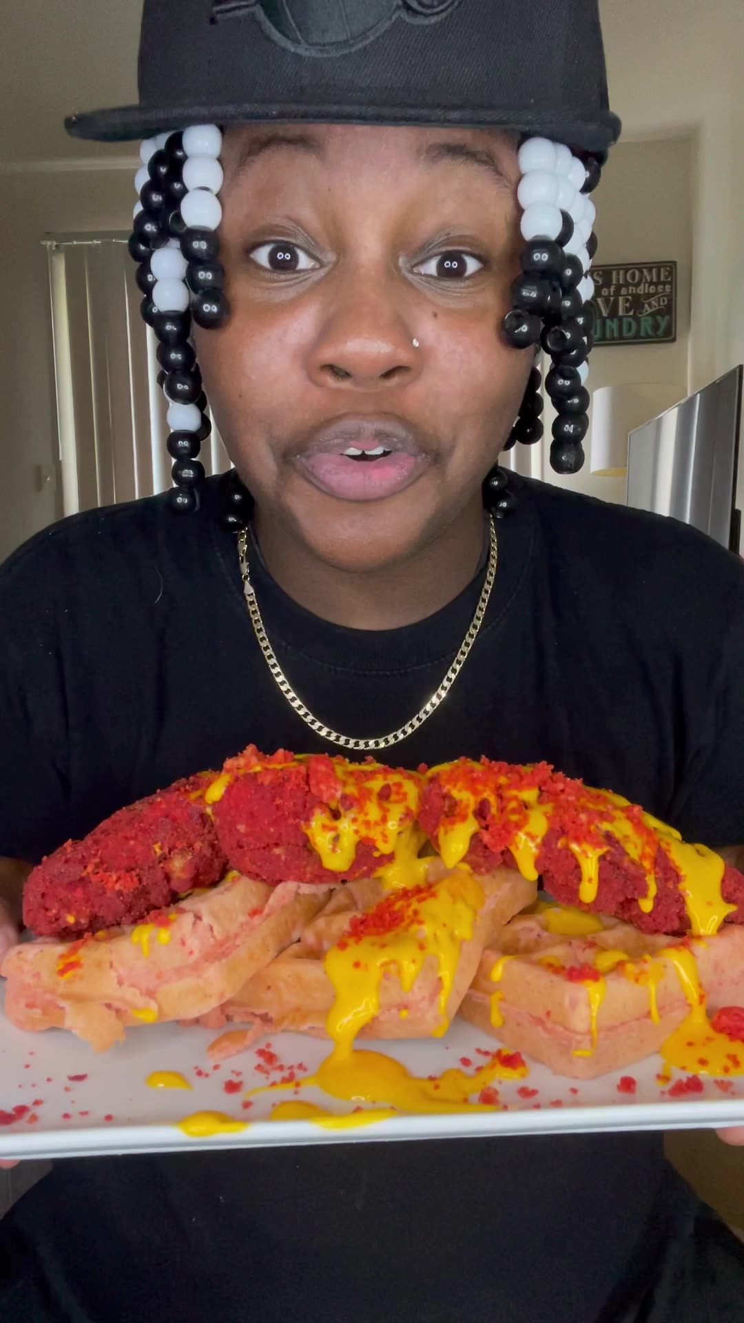 Flamin Hot Chicken and Waffles🥵😮‍💨🔥