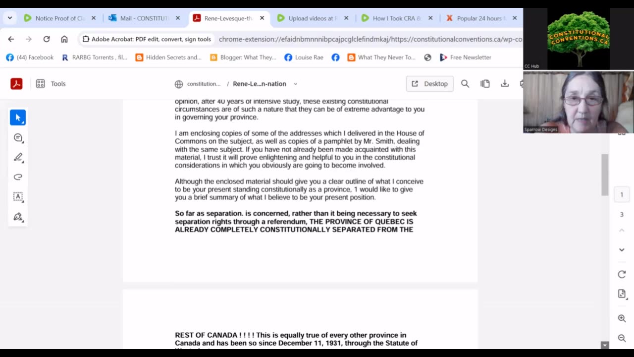 In this letter he made it clear to Mr. Levesque that Quebec