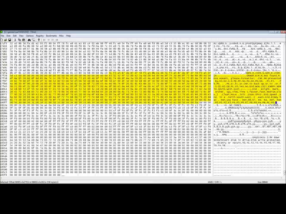 Examination of DOS Game Files With Hex Editor