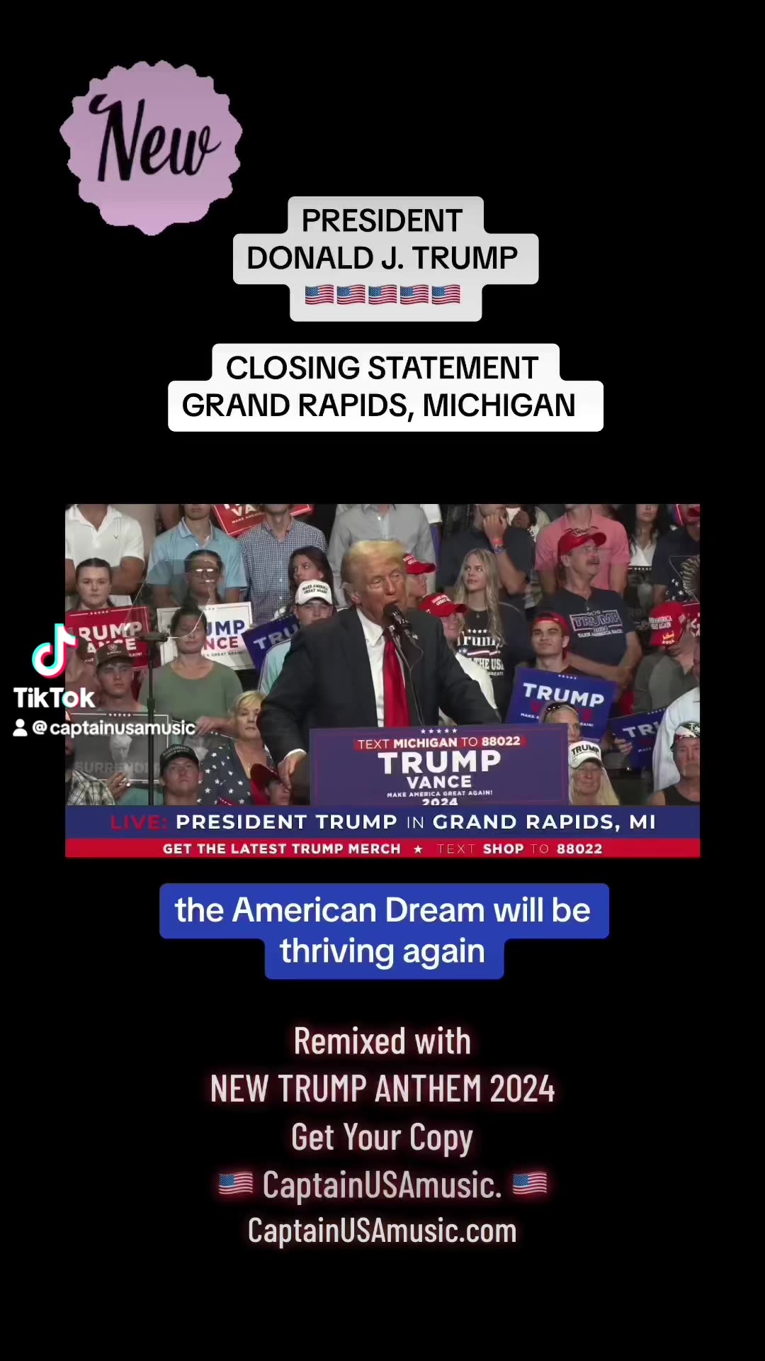President Trump Closing Remarks Michigan Rally / with TRUMP Anthem RemiX