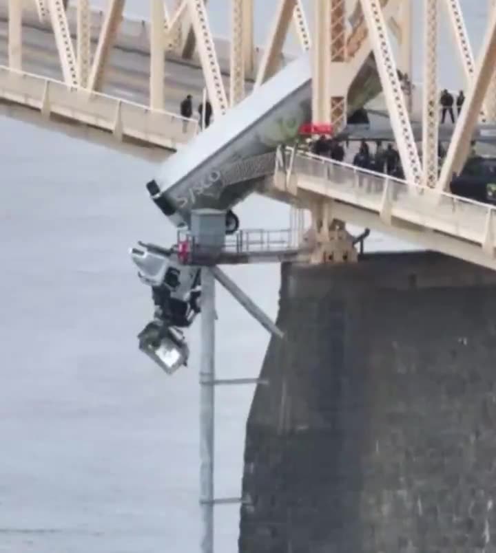 🚨BREAKING: DASHCAM FOOTAGE REVEALS SEMI-TRUCK DANGLING FROM BRIDGE