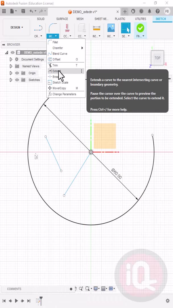 Fusion 360: Extend line by pressing e #3dprinting #fusion360 # ...