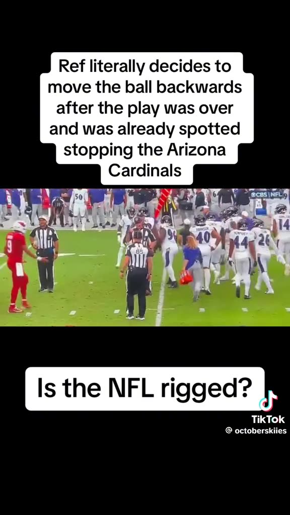 IS THE NFL RIGGED? WATCH CLOSELY~REFEREE DECIDES TO MOVE BALL BACKWARDS ...