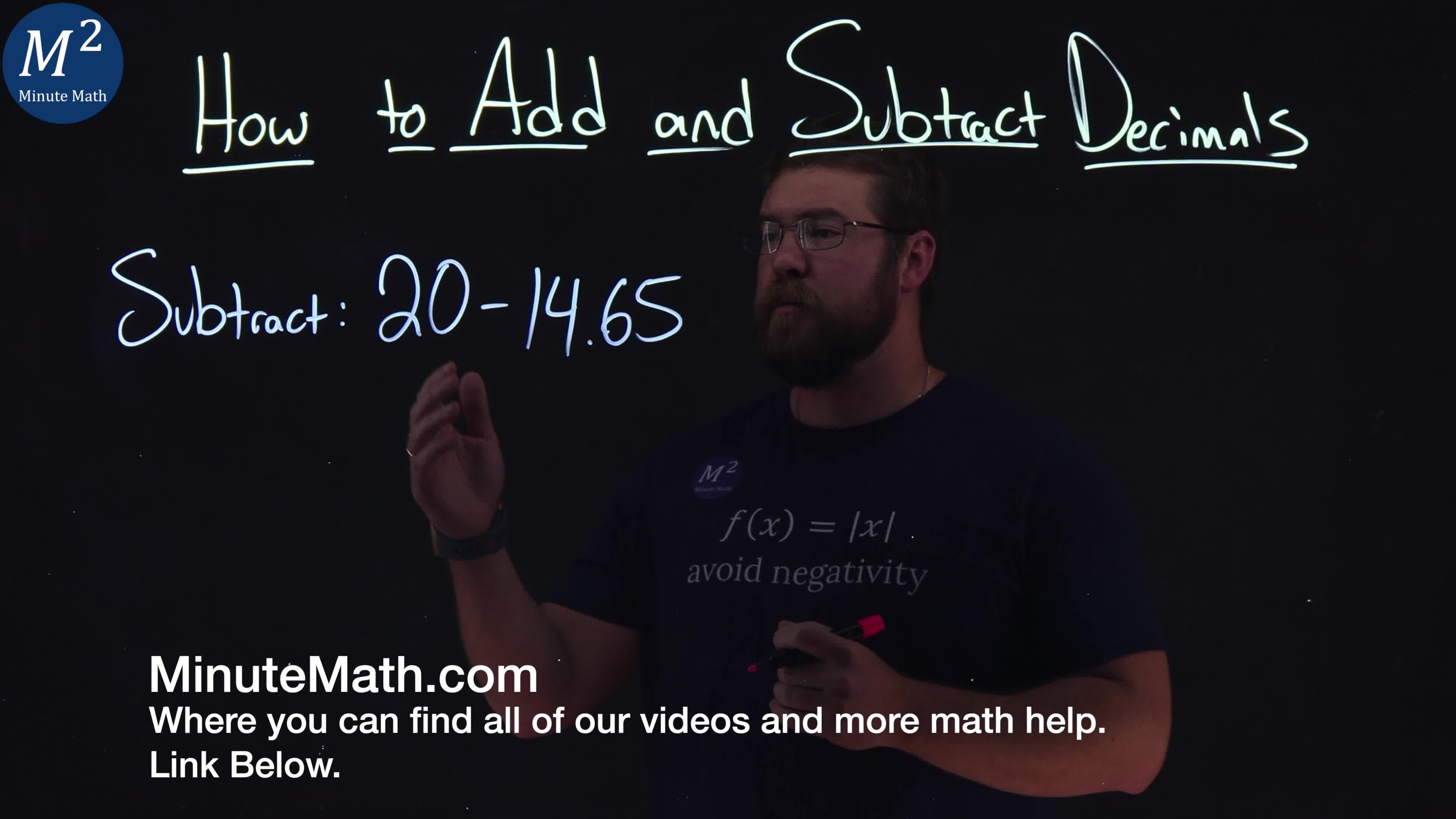 How to Add or Subtract Decimals | Part 3 of 4 | Subtract: 20-14.65 ...