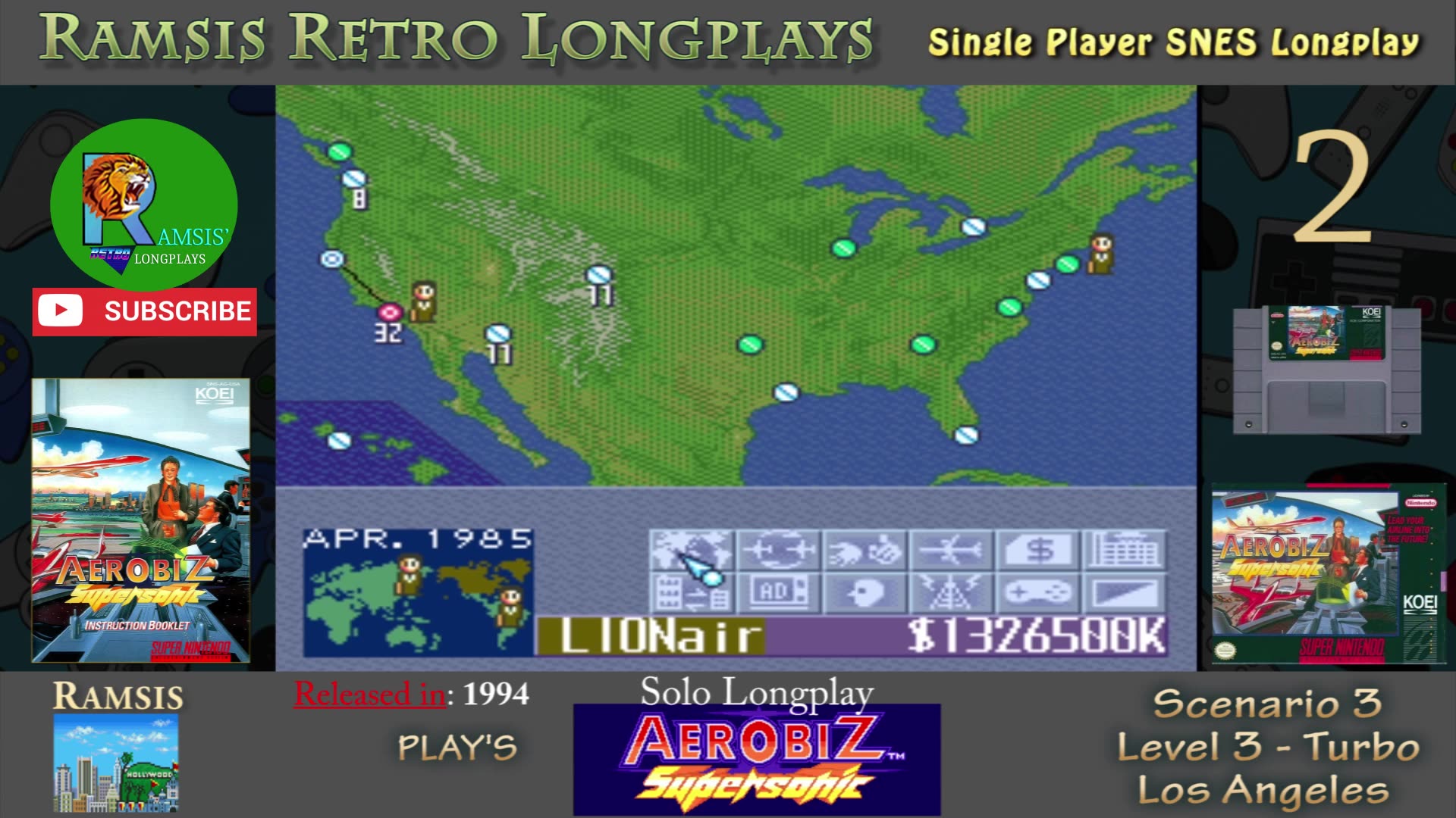 Aerobiz Supersonic | SNES | Level 3 | Scenario 3 | Los Angeles ...