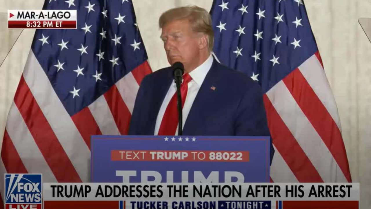 Historic speech from Donald Trump after arrest. Saying DA Bragg Broke ...