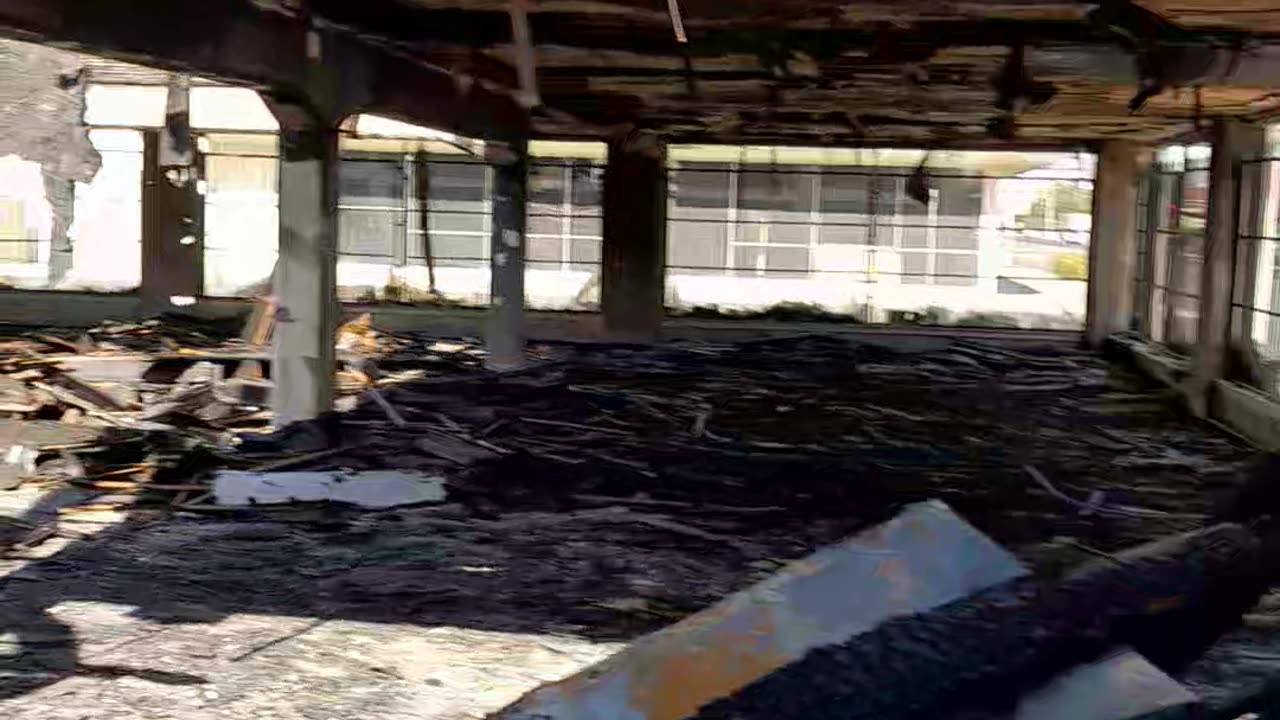 Buring building after math