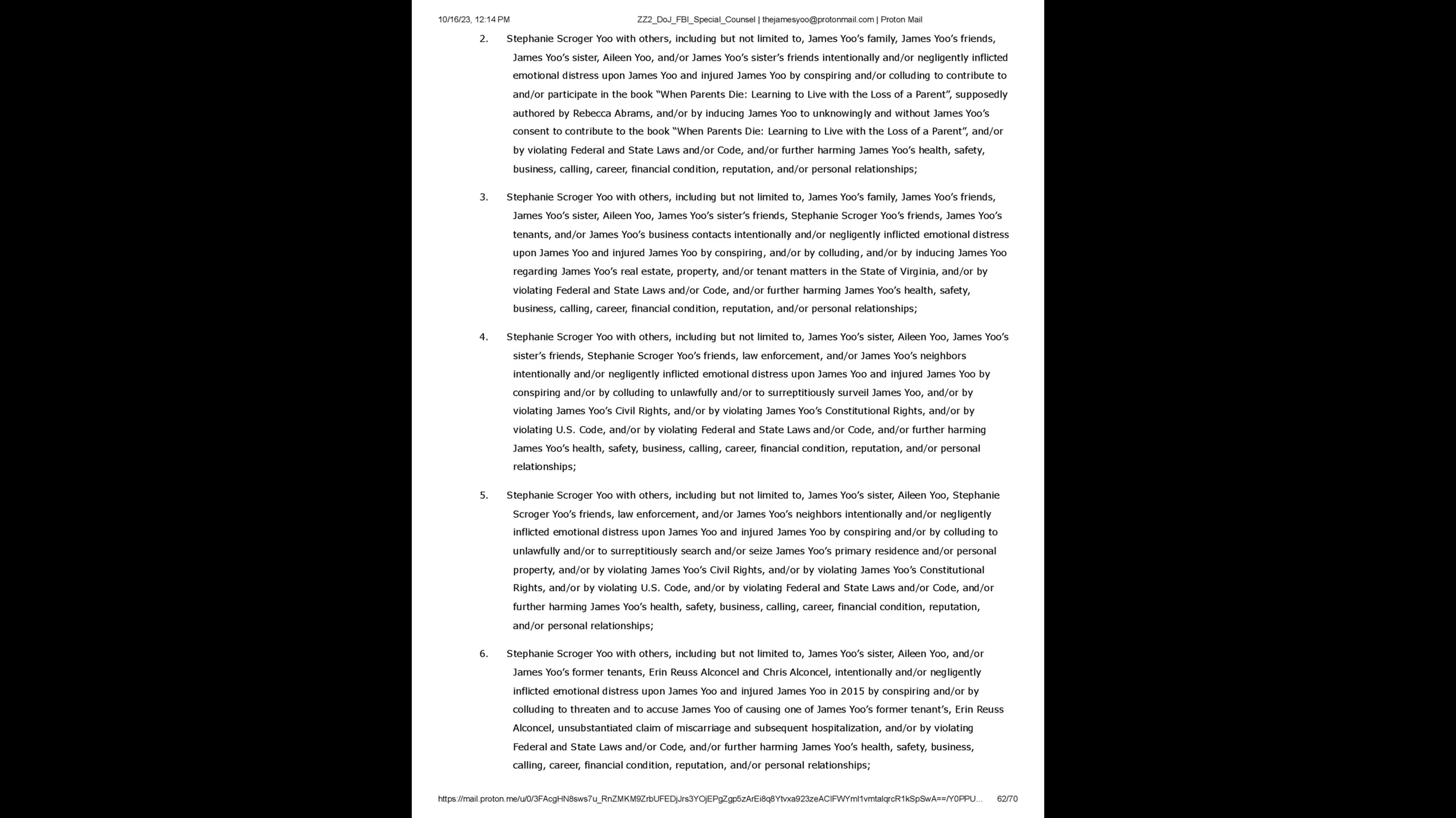 2018 James Yoo_s attempts to contact FBI_DOJ, US District Attorneys, US ...