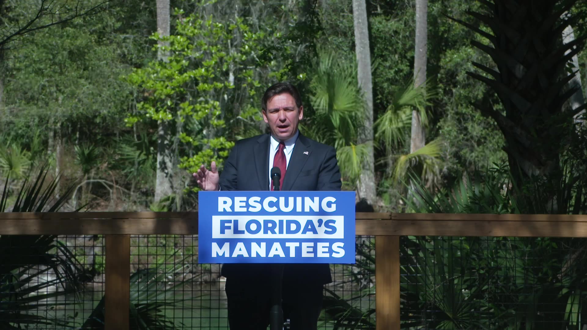 Governor Ron DeSantis Holds a Press Conference at Blue Springs State Park