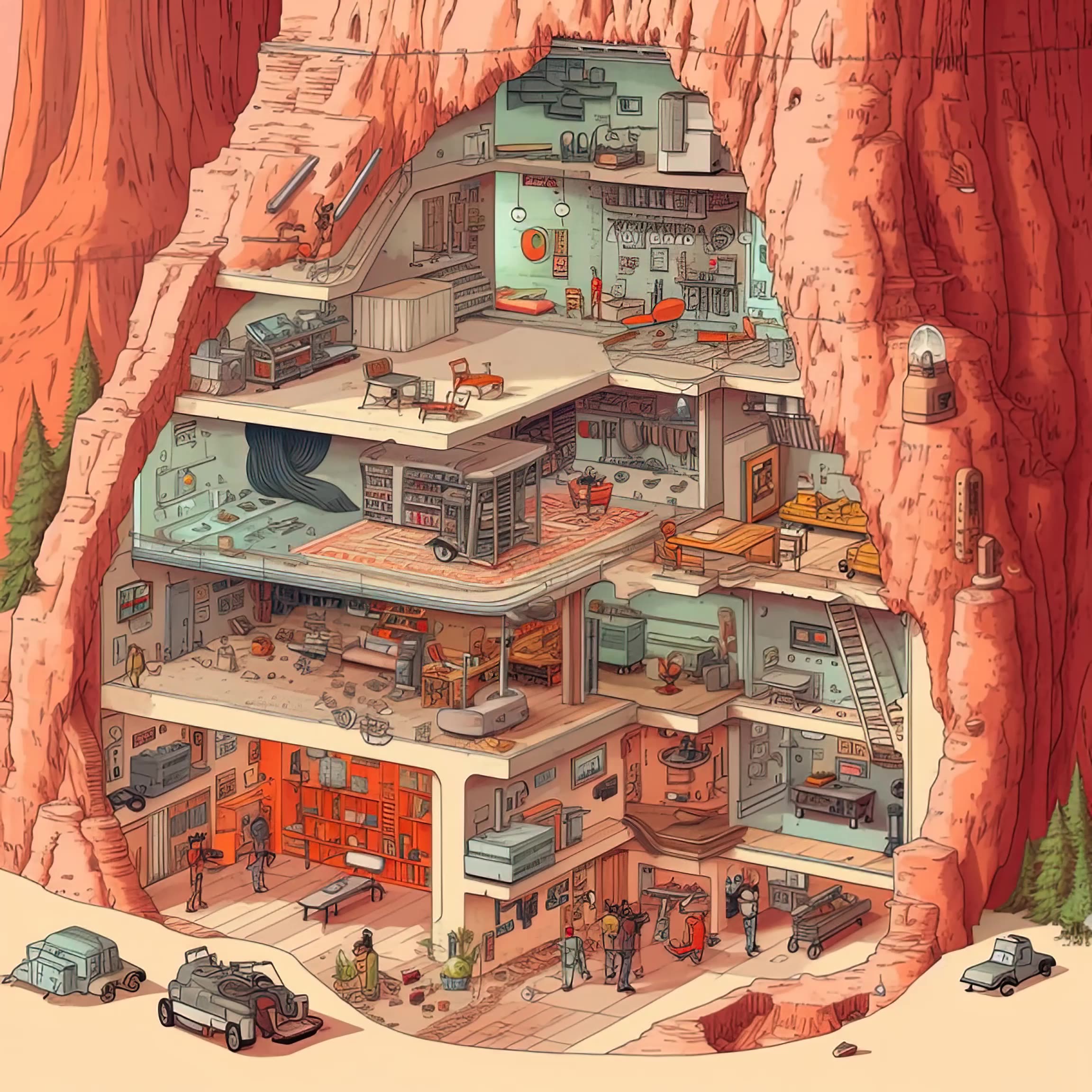 Underground Bunkers - Cutaway View | AI Science Fiction and Fantasy ...