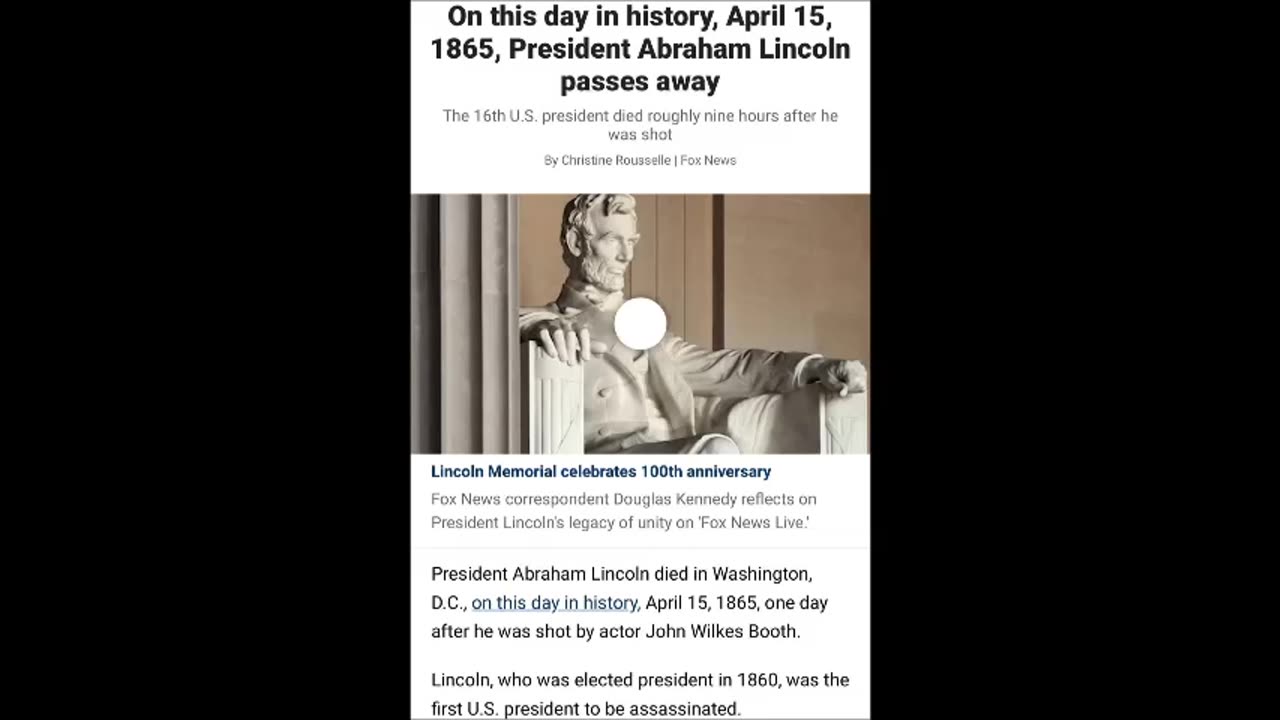 Abraham Lincoln - April 15, 1865 passes away