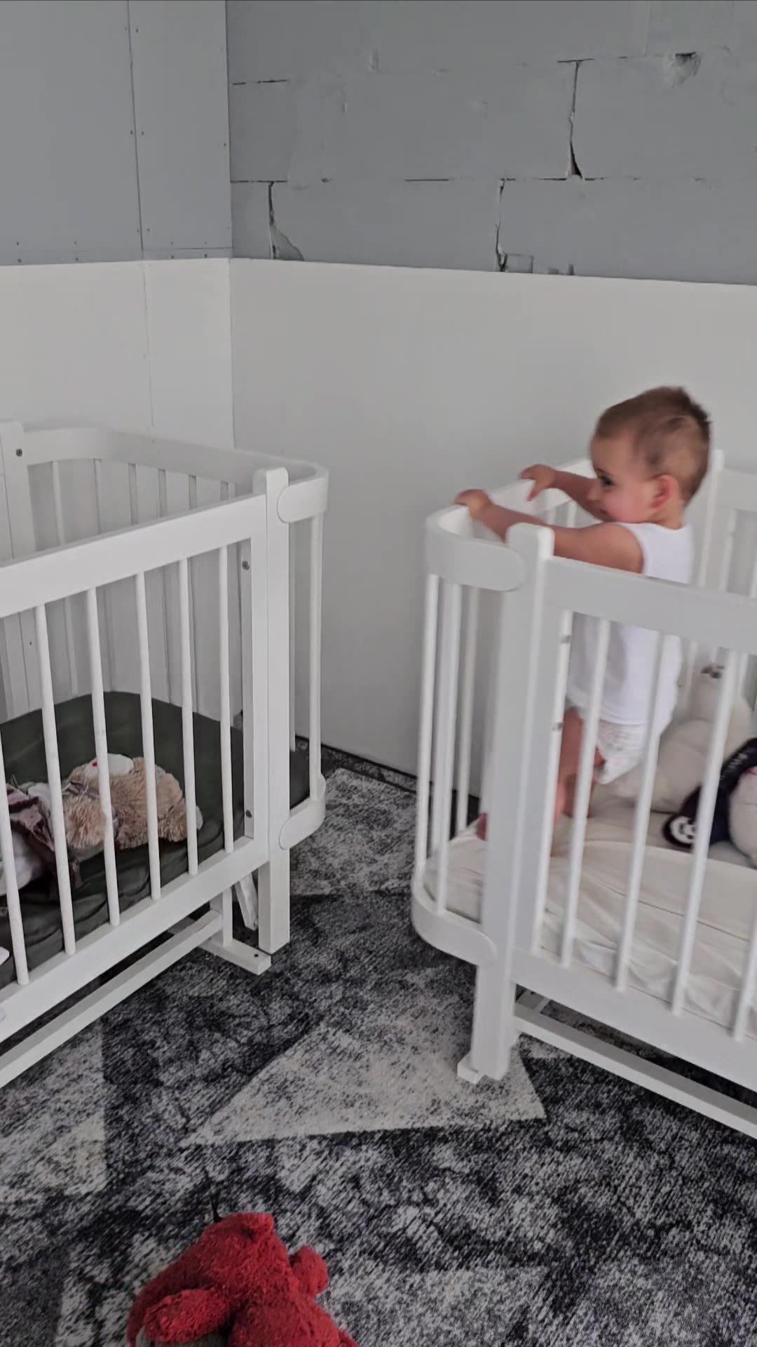 Twin Babies Ride Rocking Cribs
