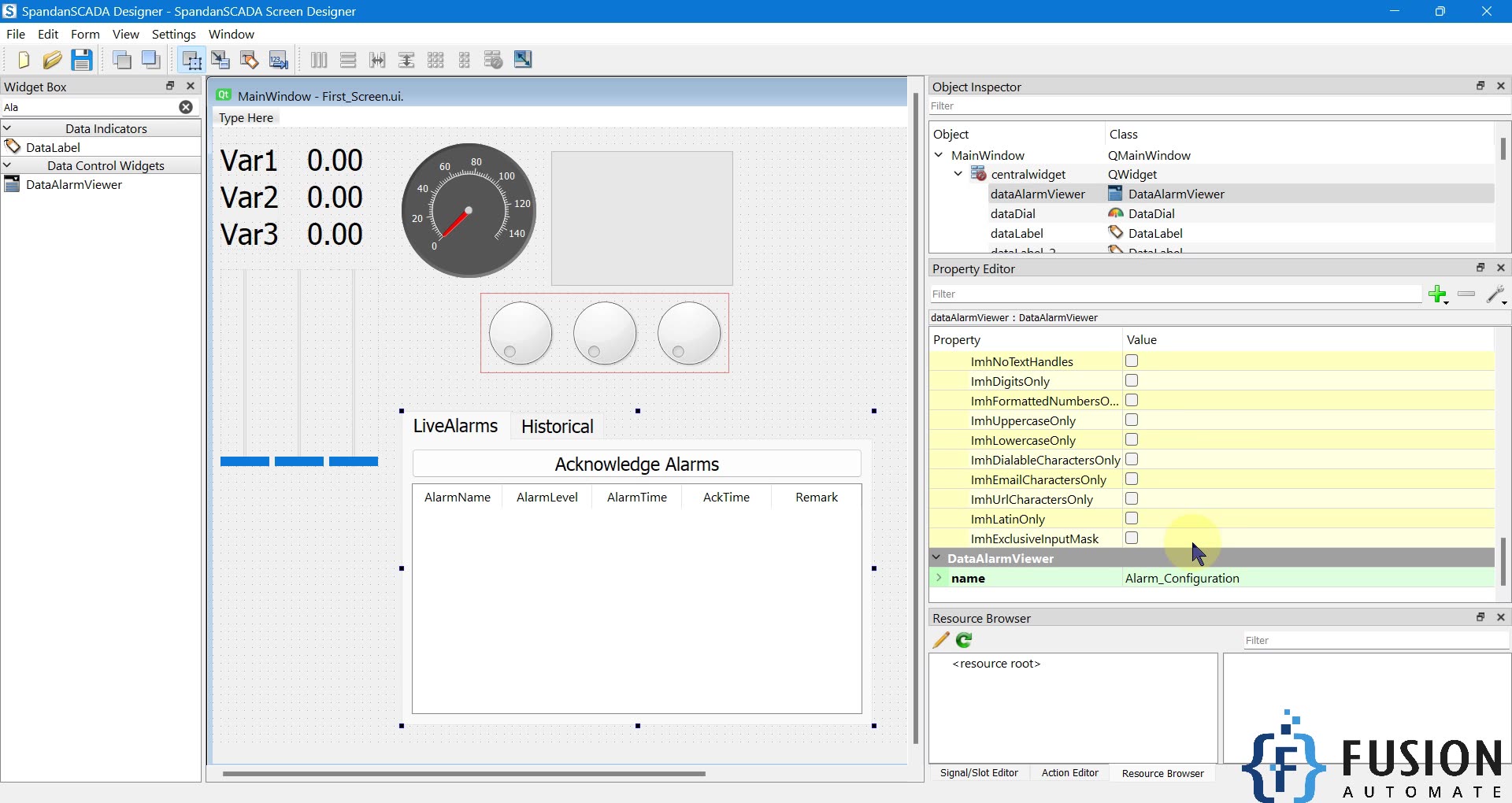 How To Add Data Alarm Viewer In Spandan Scada Screen To Monitor Live Alarms In Runtime Iot