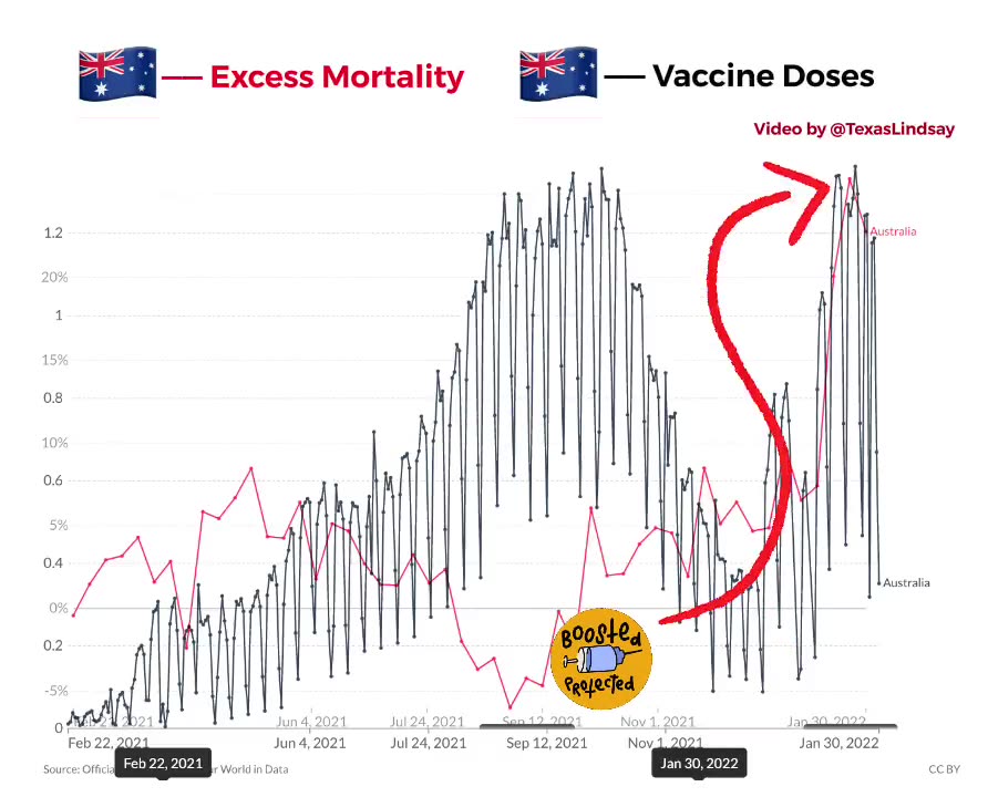 Australian excess mortality data graphed
