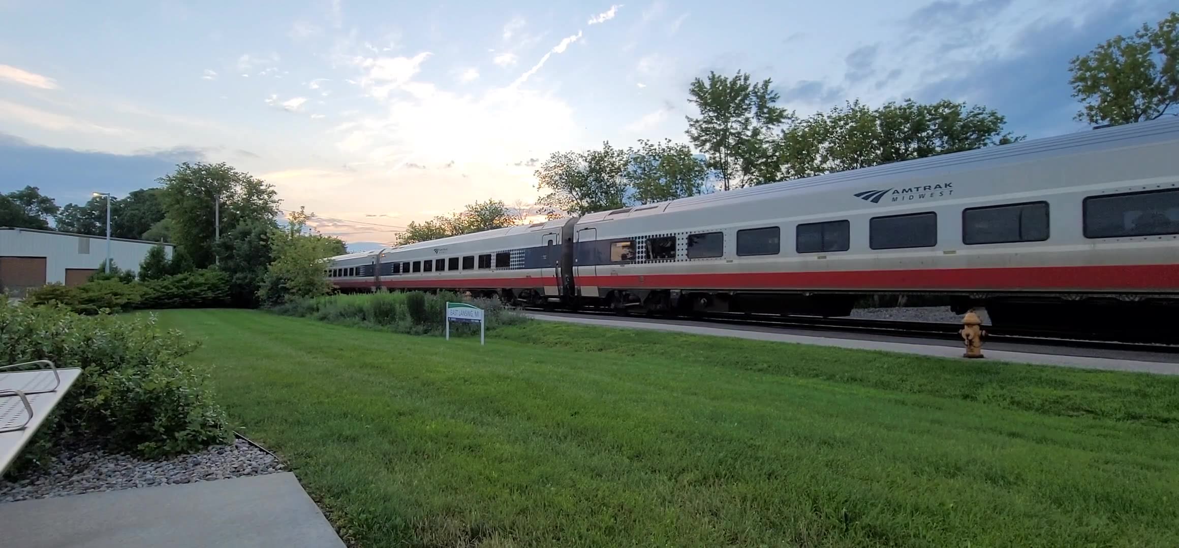 Amtrak's Blue Water arriving East Lansing, Michigan, on July 7, 2024