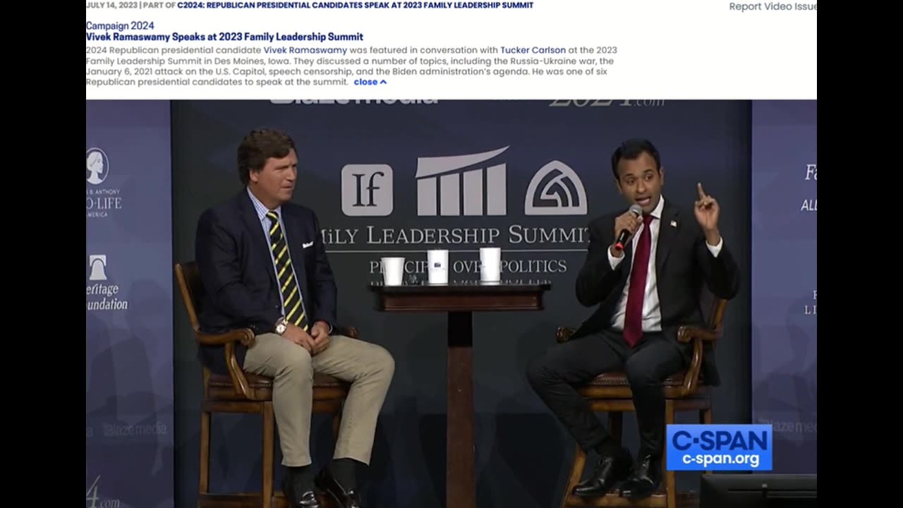 Vivek Ramaswamy Speaks with Tucker Carlson at 2023 Family Leadership Summit Vivek Ramaswamy Speaks with Tucker Carlson at 2023 Family Leadership Summit