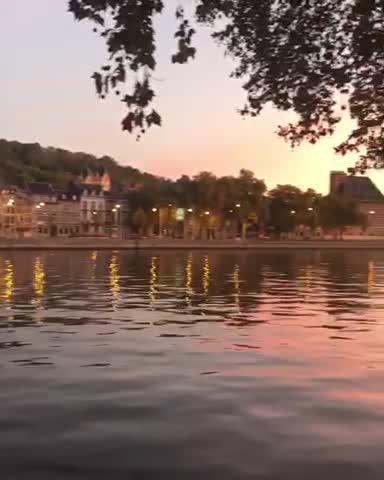 Sunrise in water in Liege, Belgium