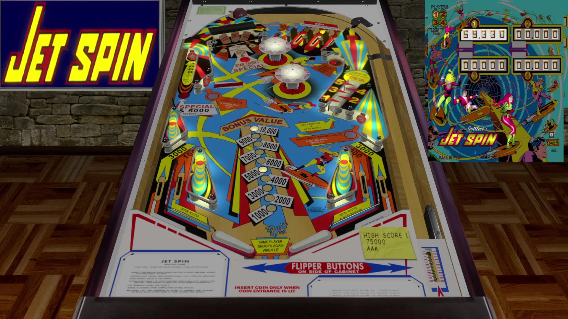 Jet Spin (Gottlieb 1977) VPX game play