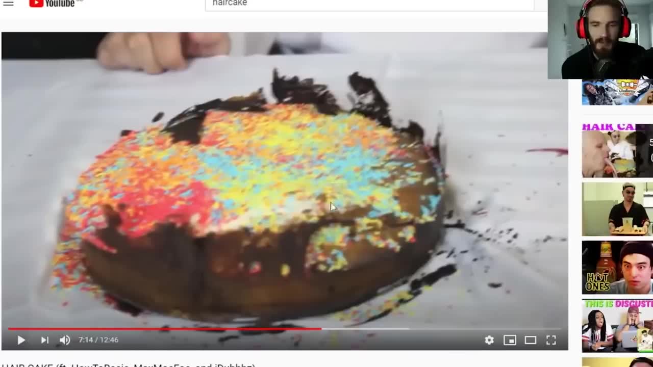 PewDiePie Reacts to FILTHY FRANK "HAIR CAKE" (w/ iDubbbz, Maxmoefoe and ...