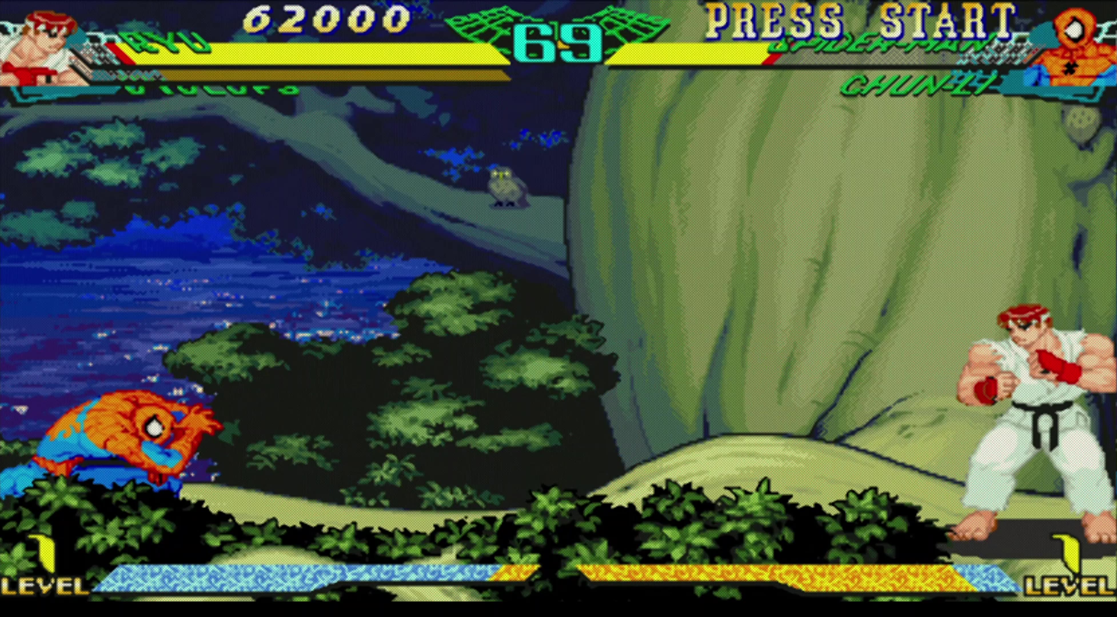 Cyclops + Ryu vs Chun Li + Spiderman