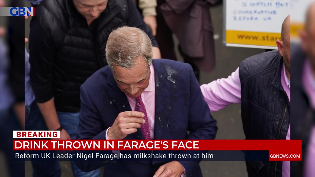WATCH: Nigel Farage - milkshake THROWN over him in Clacton rallying for ...