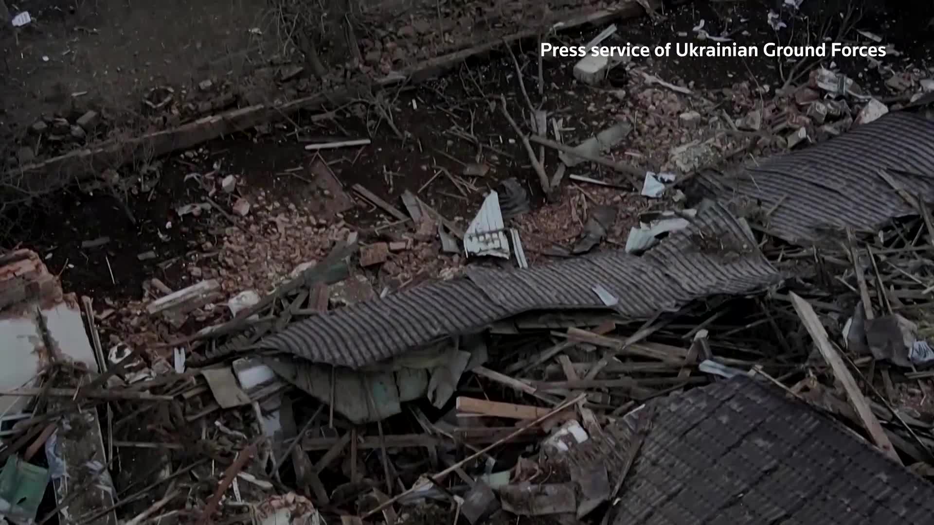 Ukrainian military releases video it says shows Okhtyrka in ruins