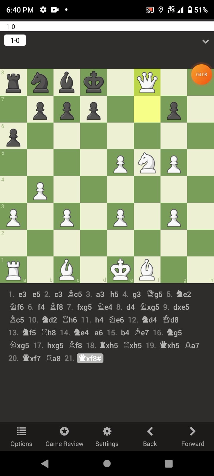 First Chess win vs Martin AI